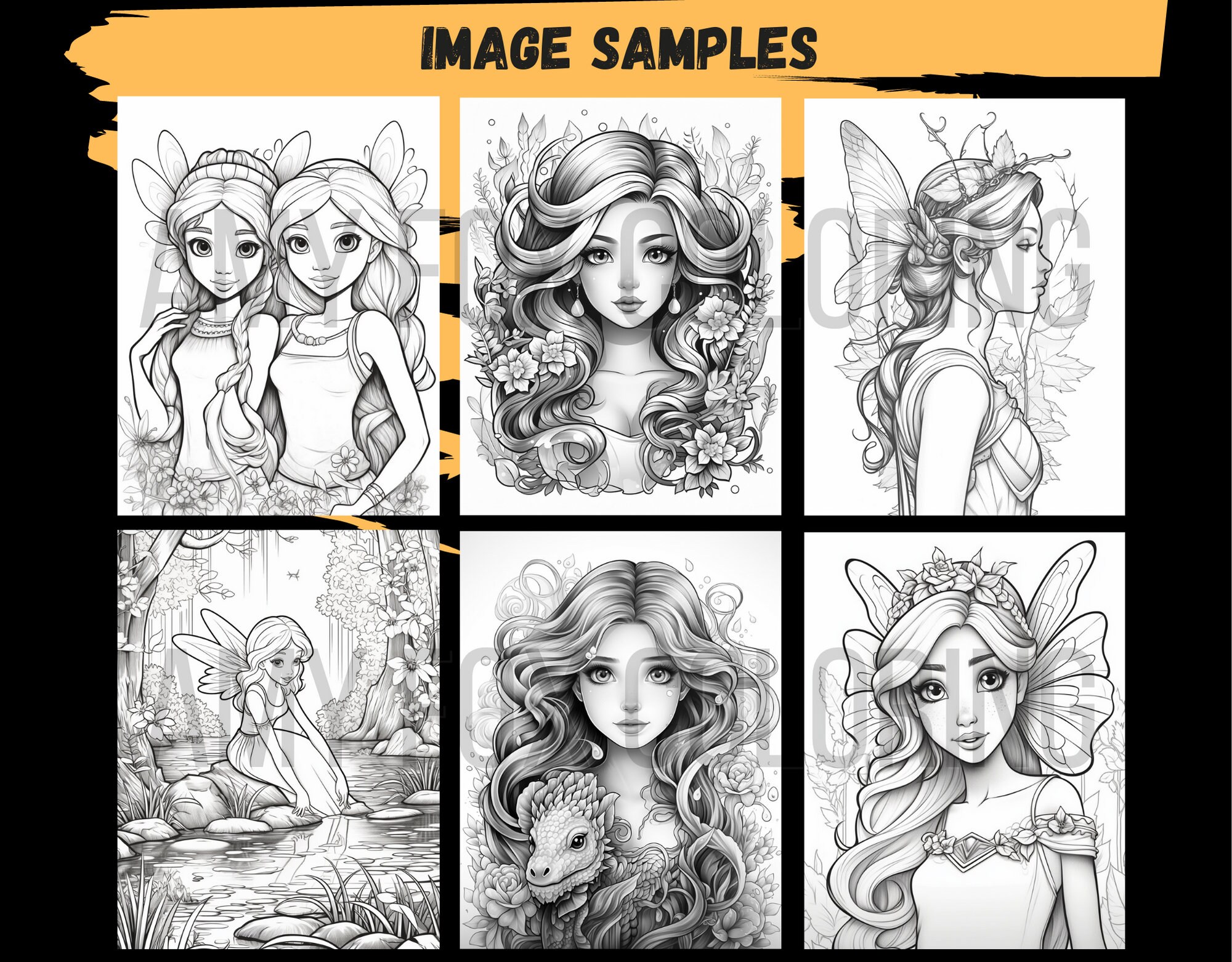 60 Forest Fairy Coloring Pages, Adults Kids Digital Coloring Sheets ...