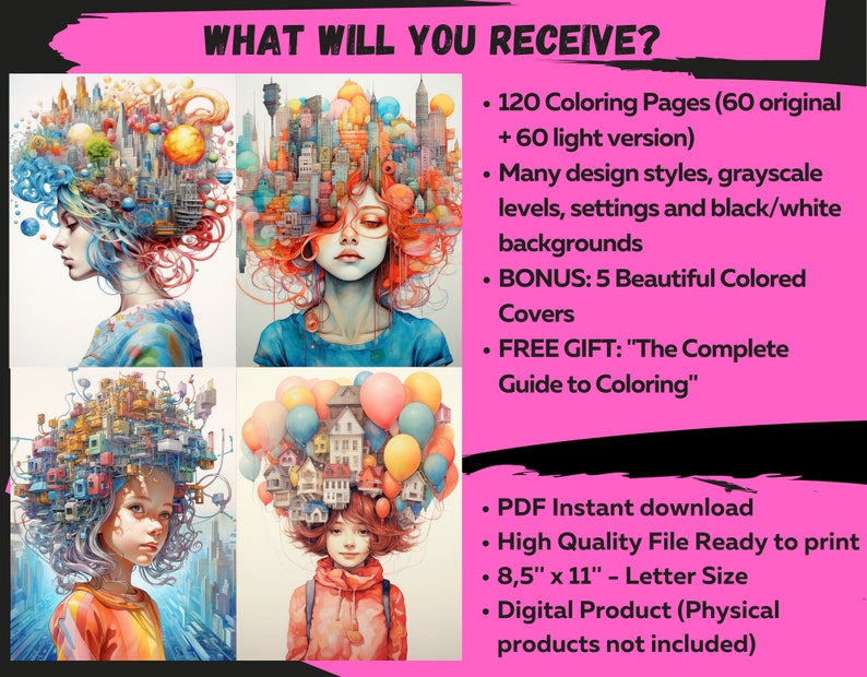 60 the Worlds in My Mind Coloring Page, Adults Kids Digital Coloring ...