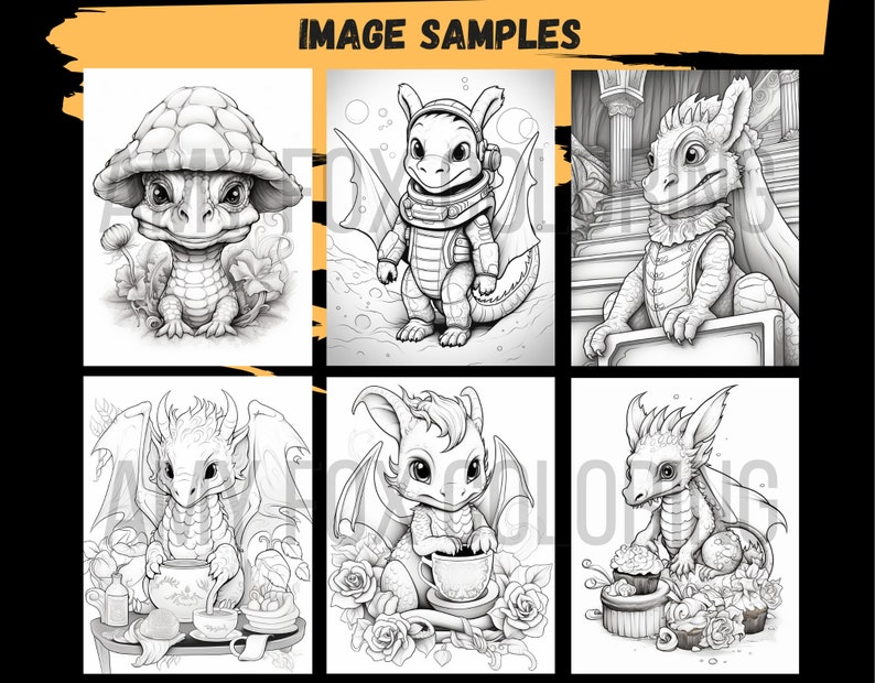 60 Funny Baby Dragon Coloring Pages, Adults Kids Digital Coloring Sheets Printable PDF Book ...