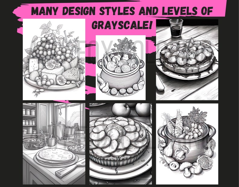 60 French Traditional Foods Coloring Pages, Adults Kids Digital ...