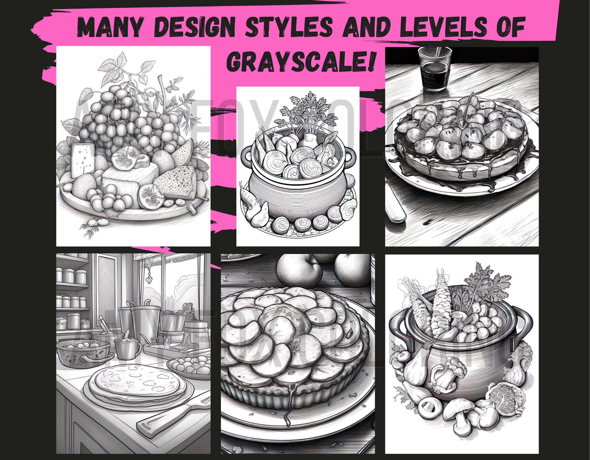 60 French Traditional Foods Coloring Pages, Adults Kids Digital ...