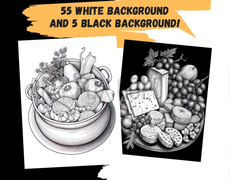 60 French Traditional Foods Coloring Pages, Adults Kids Digital ...