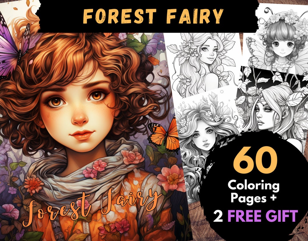 60 Forest Fairy Coloring Pages, Adults Kids Digital Coloring Sheets ...