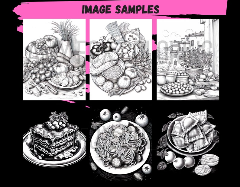 60 Delicious Italian Foods Coloring Pages, Adults Kids Digital Coloring ...
