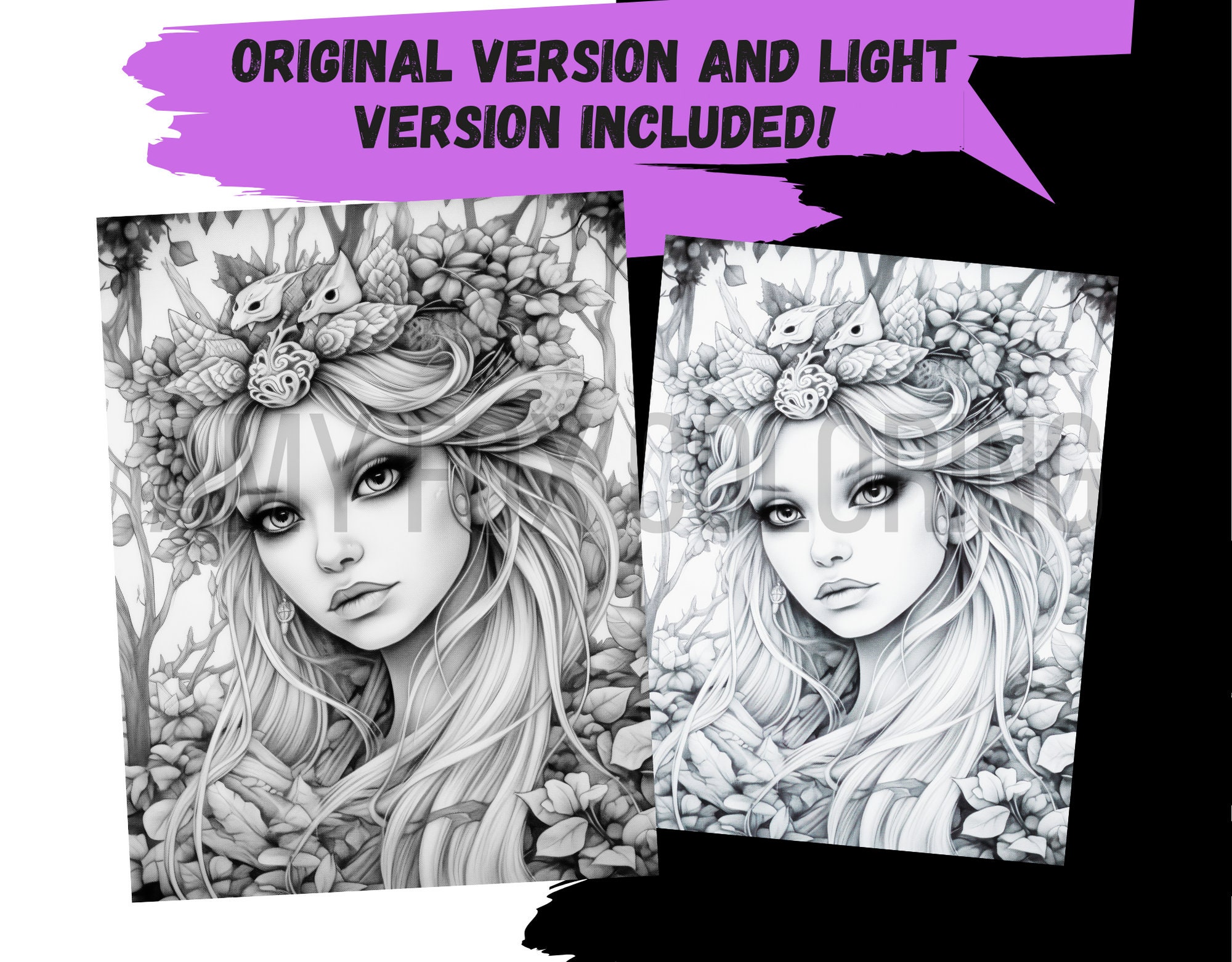 60 Fantasy Elf Girls Coloring Pages, Adults Kids Digital Coloring ...