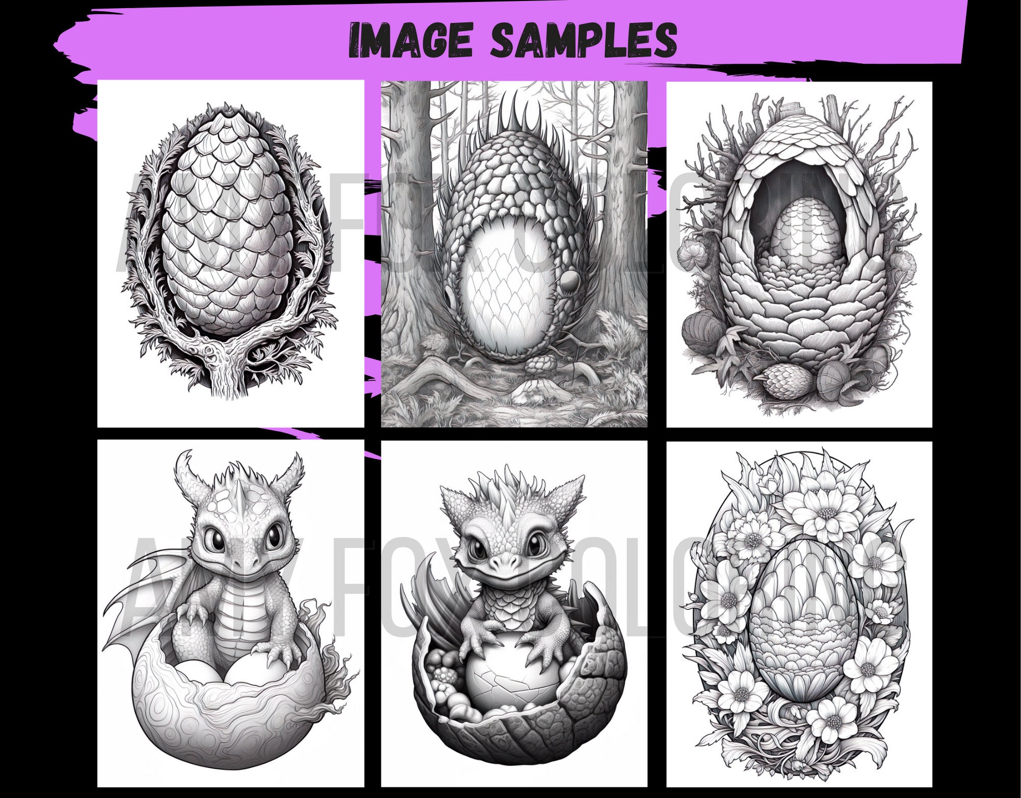 60 Dragon Eggs Coloring Pages, Adults Kids Digital Coloring Sheets ...