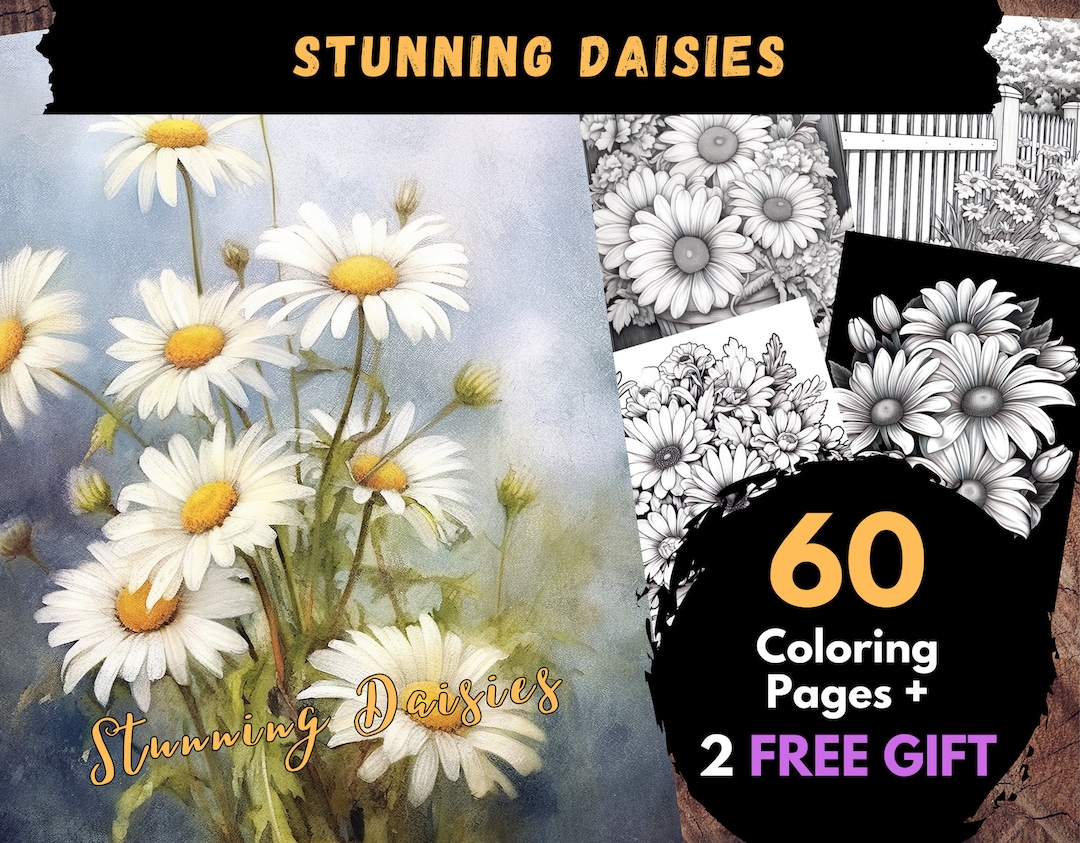 60 Stunning Daisies Coloring Pages, Adults Kids Digital Coloring Sheets ...