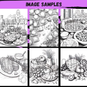 60 Delicious Italian Foods Coloring Pages, Adults Kids Digital Coloring ...