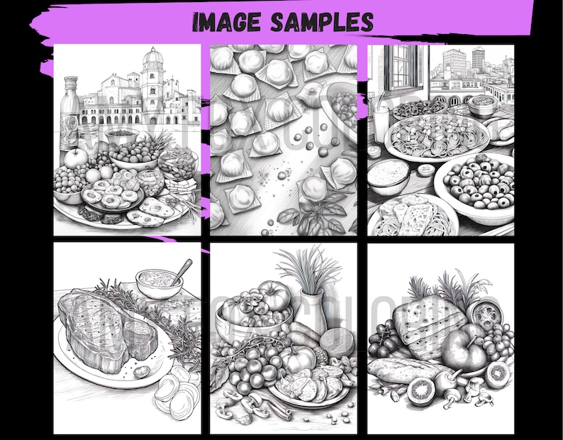 60 Delicious Italian Foods Coloring Pages, Adults Kids Digital Coloring ...