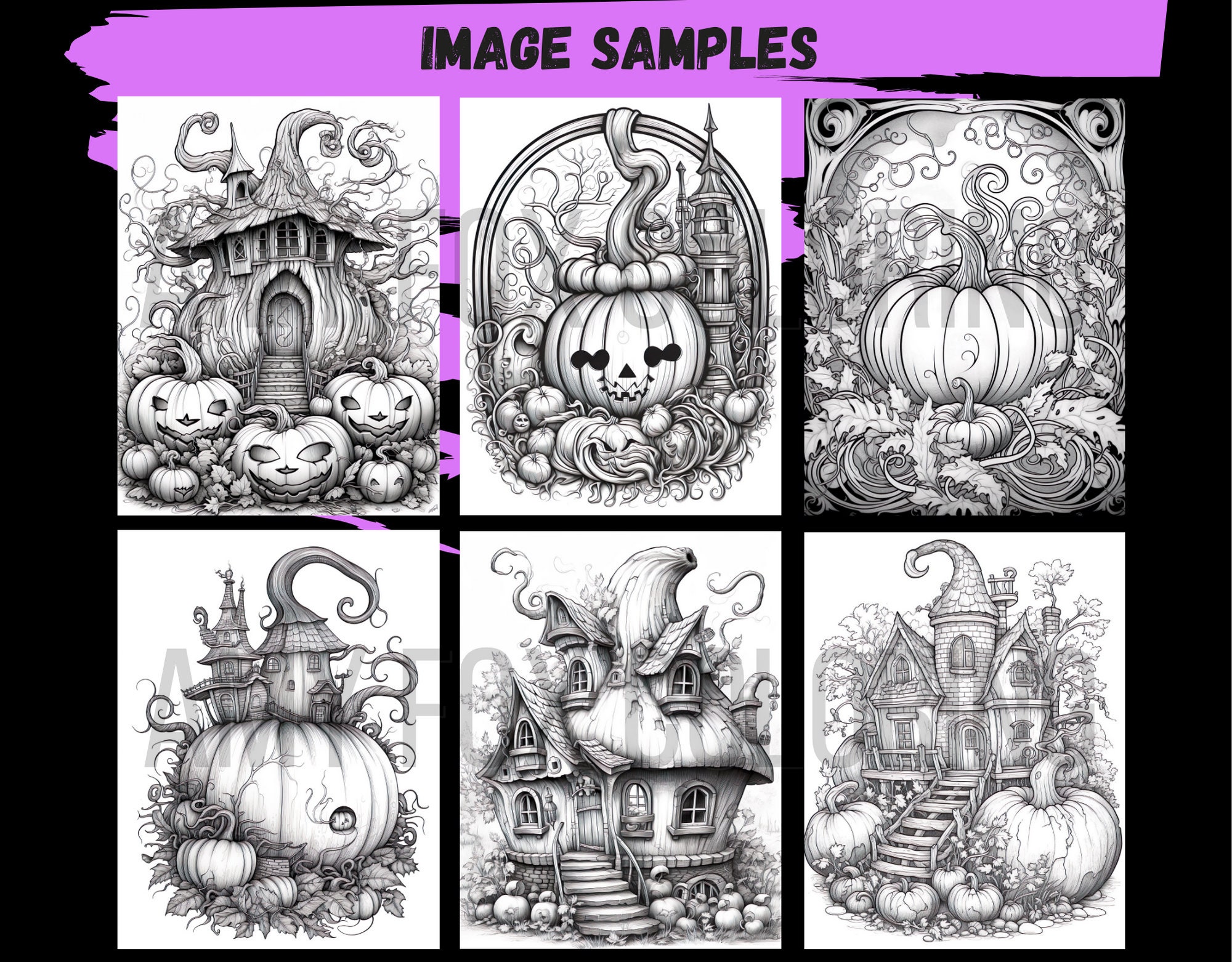 60 Fairytale Pumpkins Coloring Page, Adults Kids Digital Coloring ...