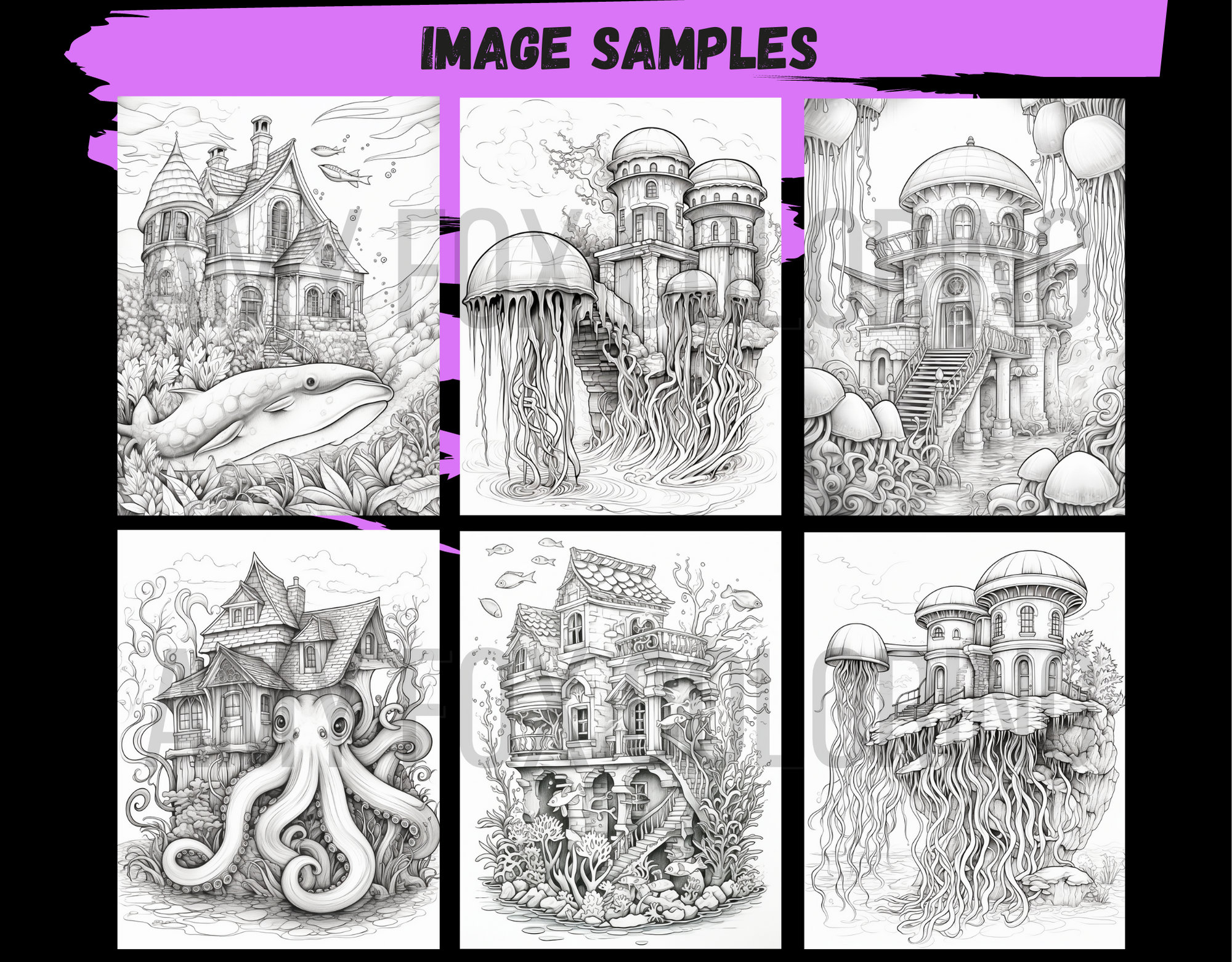 60 Ocean Fairy Houses Coloring Pages, Adults Kids Digital Coloring ...