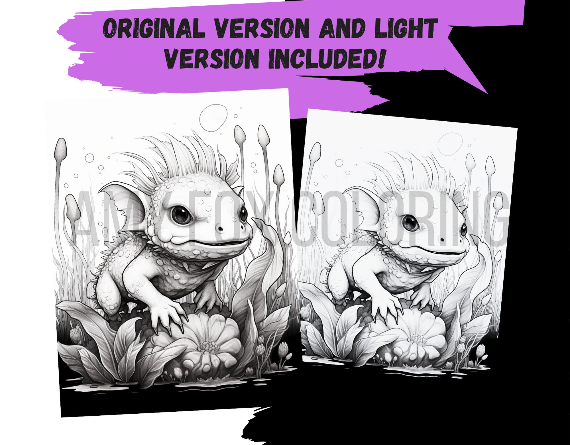 60 Axolotl Coloring Pages, Adults Kids Digital Coloring Sheets ...