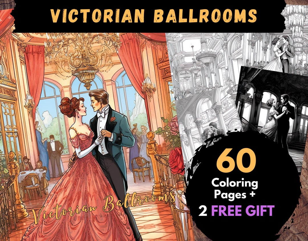 60 Victorian Ballrooms Coloring Pages, Adults Kids Digital Coloring ...