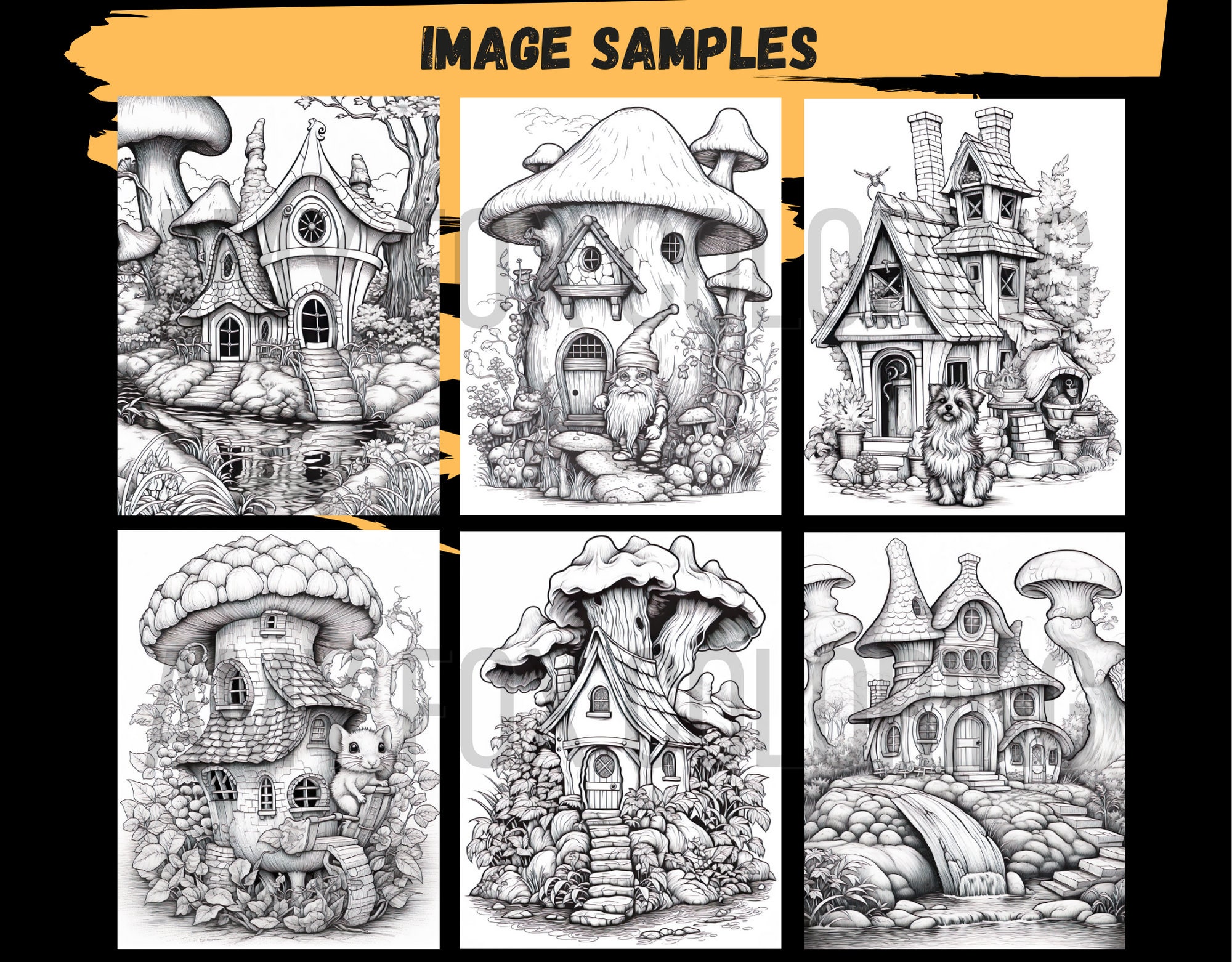 60 Country Fairy Houses Coloring Page, Adults Kids Digital Coloring ...