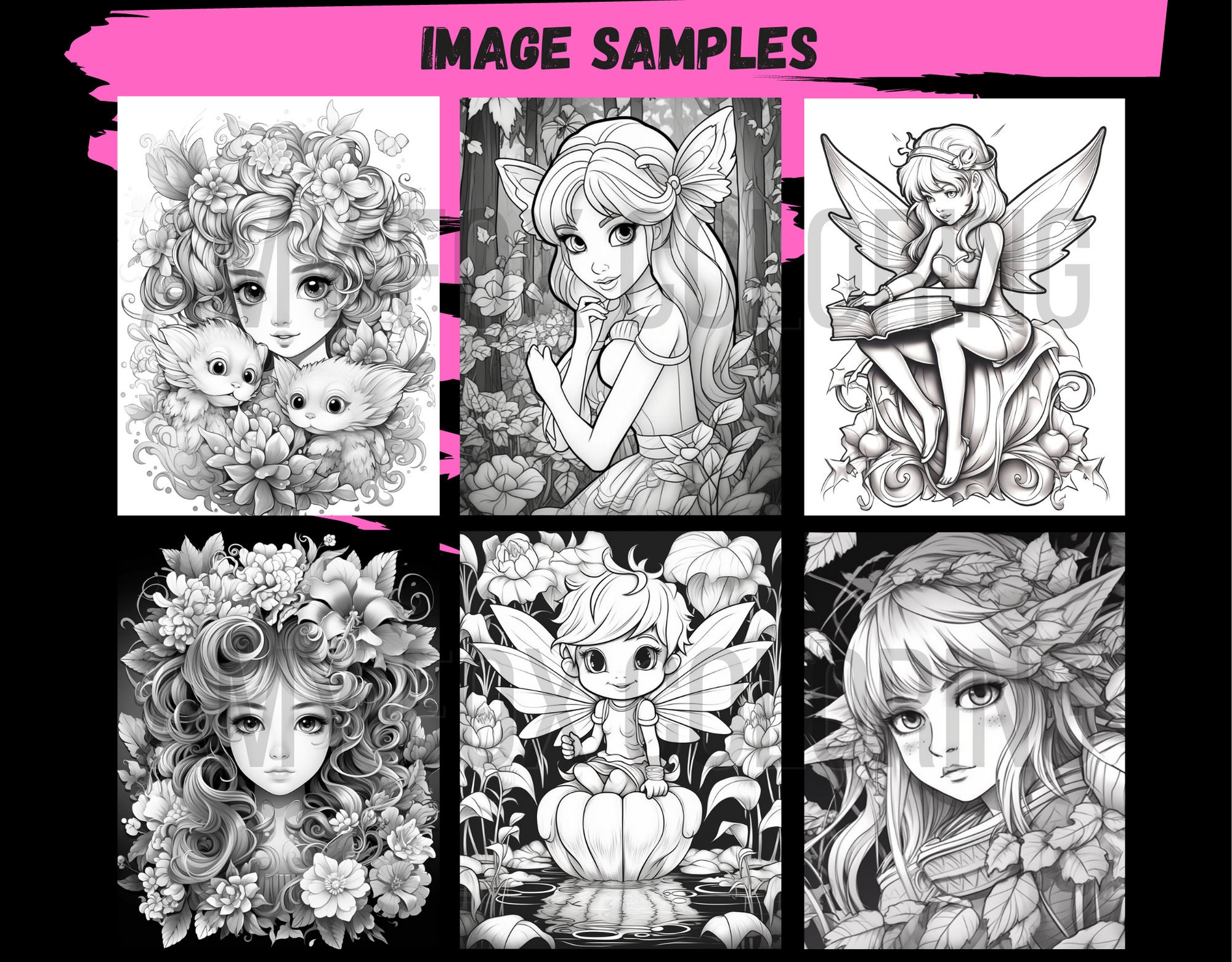 60 Forest Fairy Coloring Pages, Adults Kids Digital Coloring Sheets ...