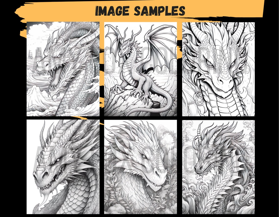 60 Fantasy Dragon Coloring Page, Adults Kids Digital Coloring Sheets ...