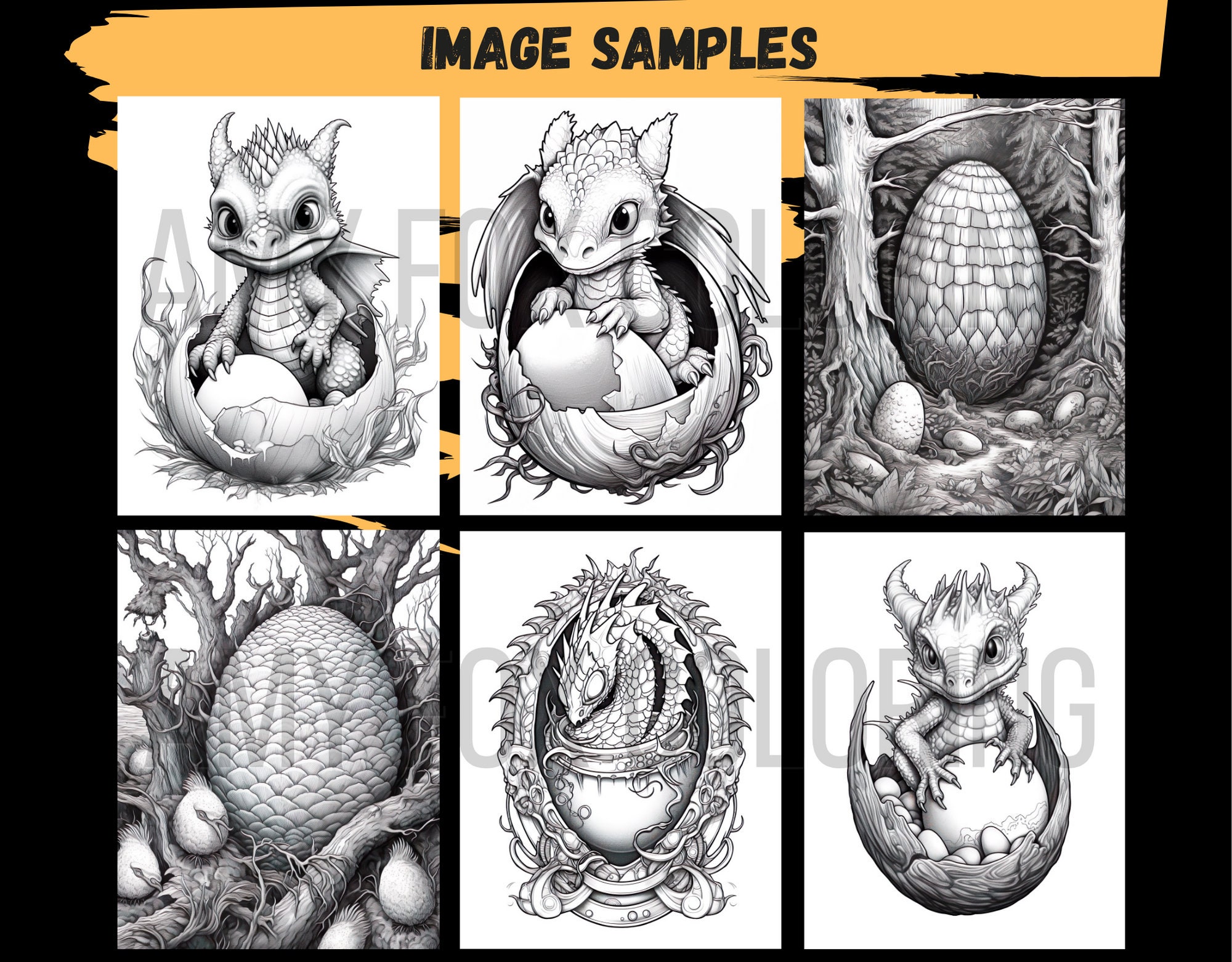 60 Dragon Eggs Coloring Pages, Adults Kids Digital Coloring Sheets ...
