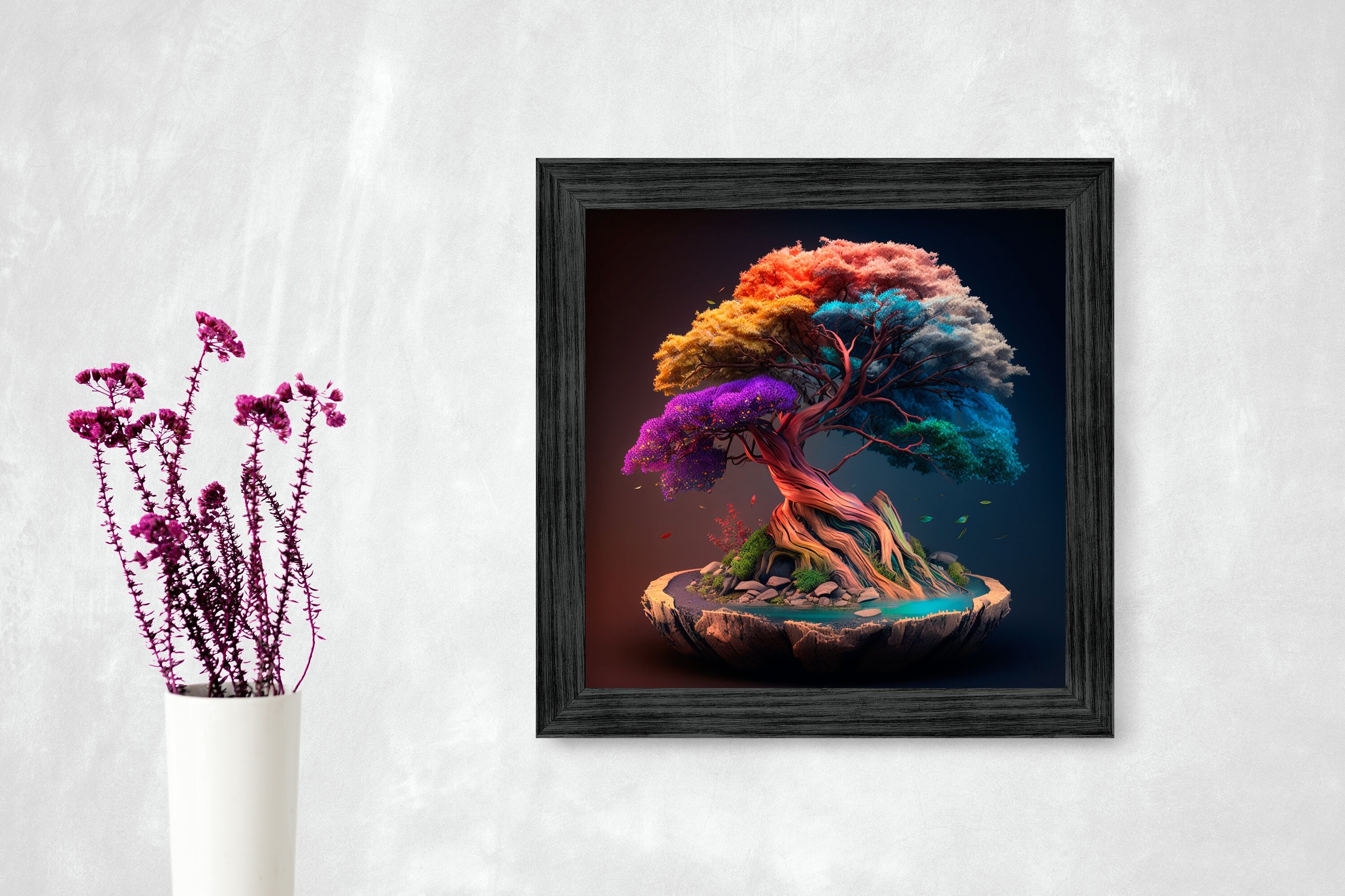 Rainbow Bonsai Tree 1 Digital Art Print AI Generated - Etsy