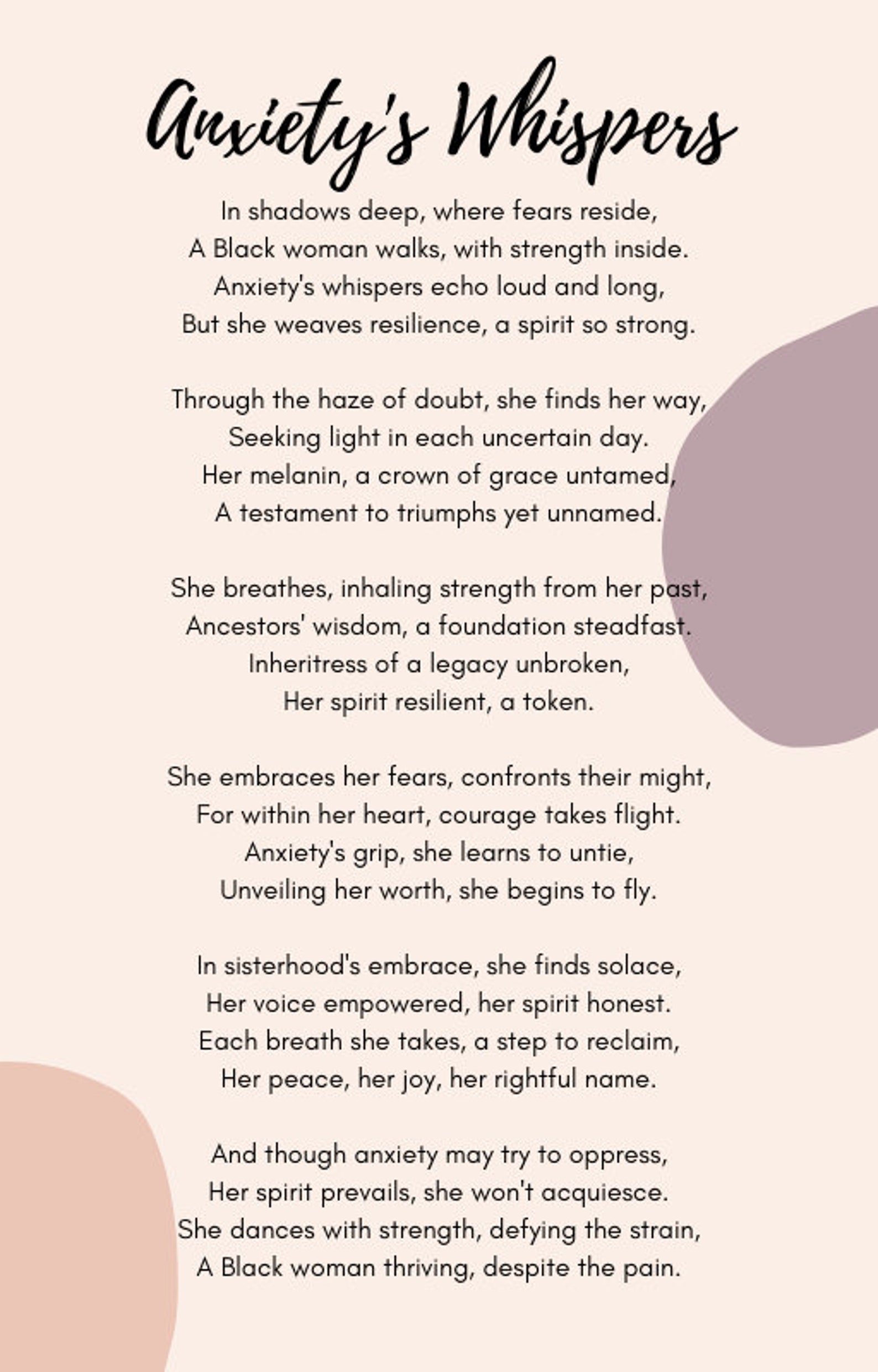 Inspirational Poems for Black Women - Etsy