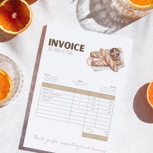 Bakery Invoice Template, Canva Editable Invoice Template, Digital ...
