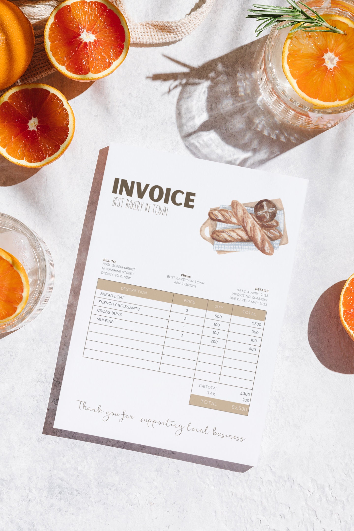 Bakery Invoice Template, Canva Editable Invoice Template, Digital ...