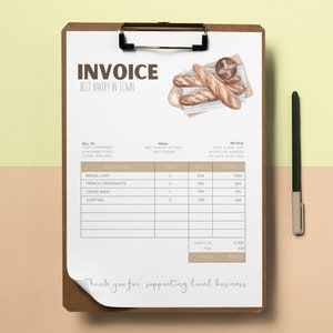 Bakery Invoice Template, Canva Editable Invoice Template, Digital ...