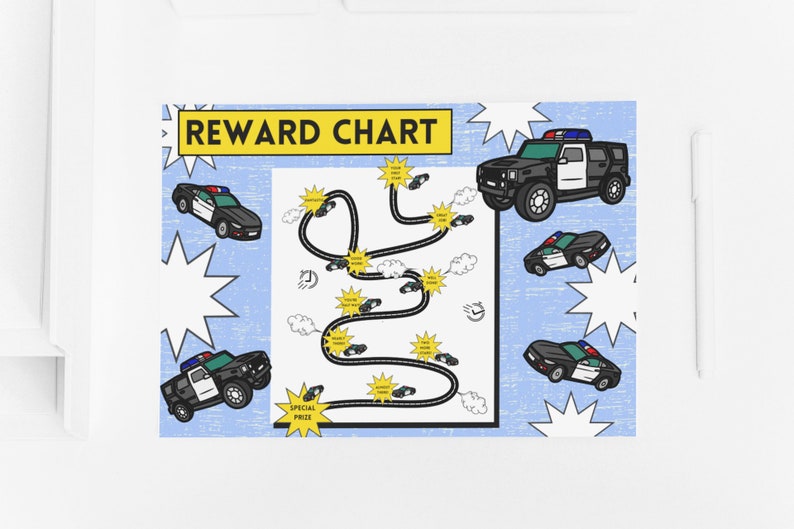 Police Car Boys Reward Chart Good Behavior, Reward Chart for Kids ...