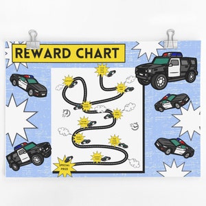 Police Car Boys Reward Chart Good Behavior, Reward Chart for Kids ...