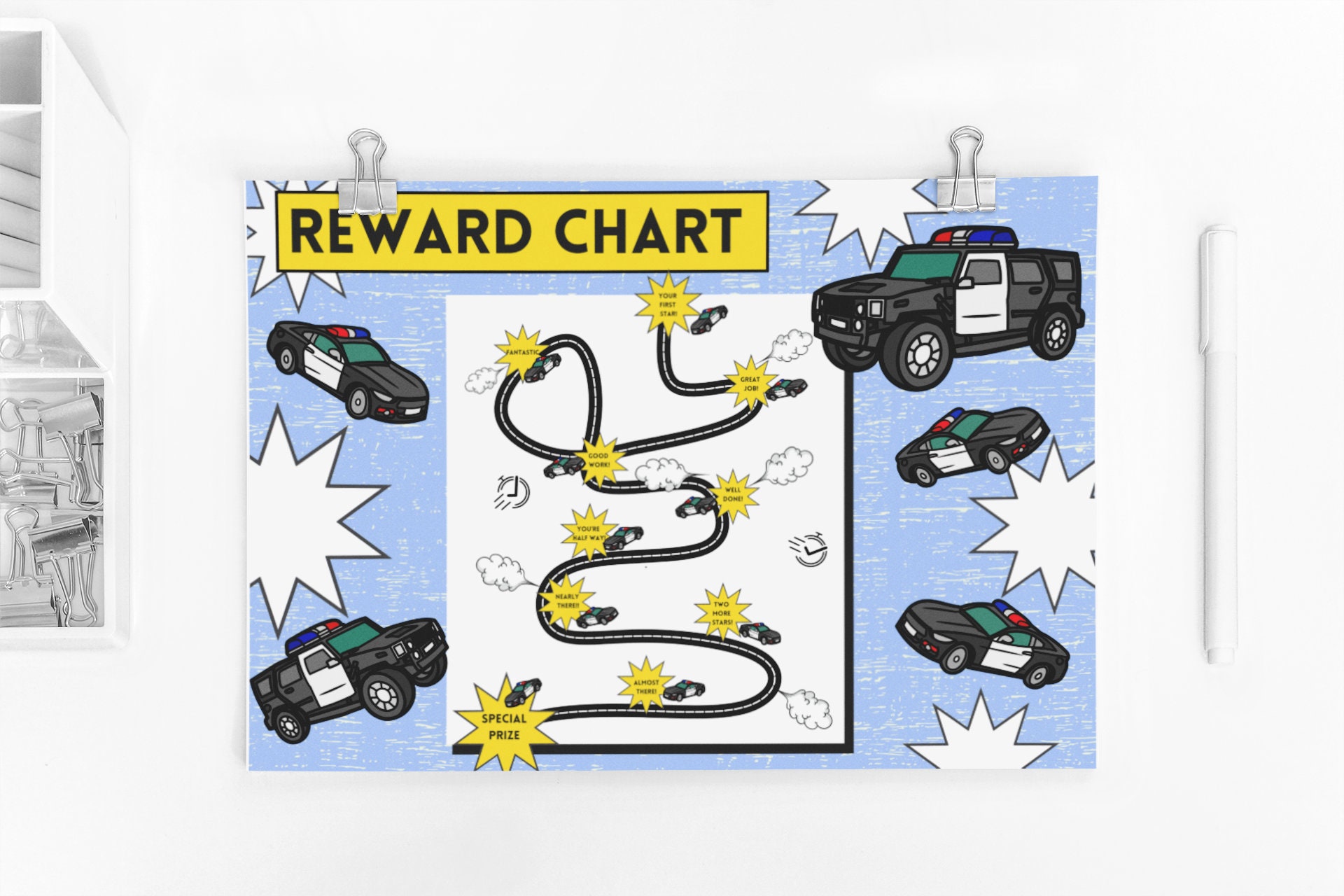Police Car Boys Reward Chart Good Behavior, Reward Chart for Kids ...