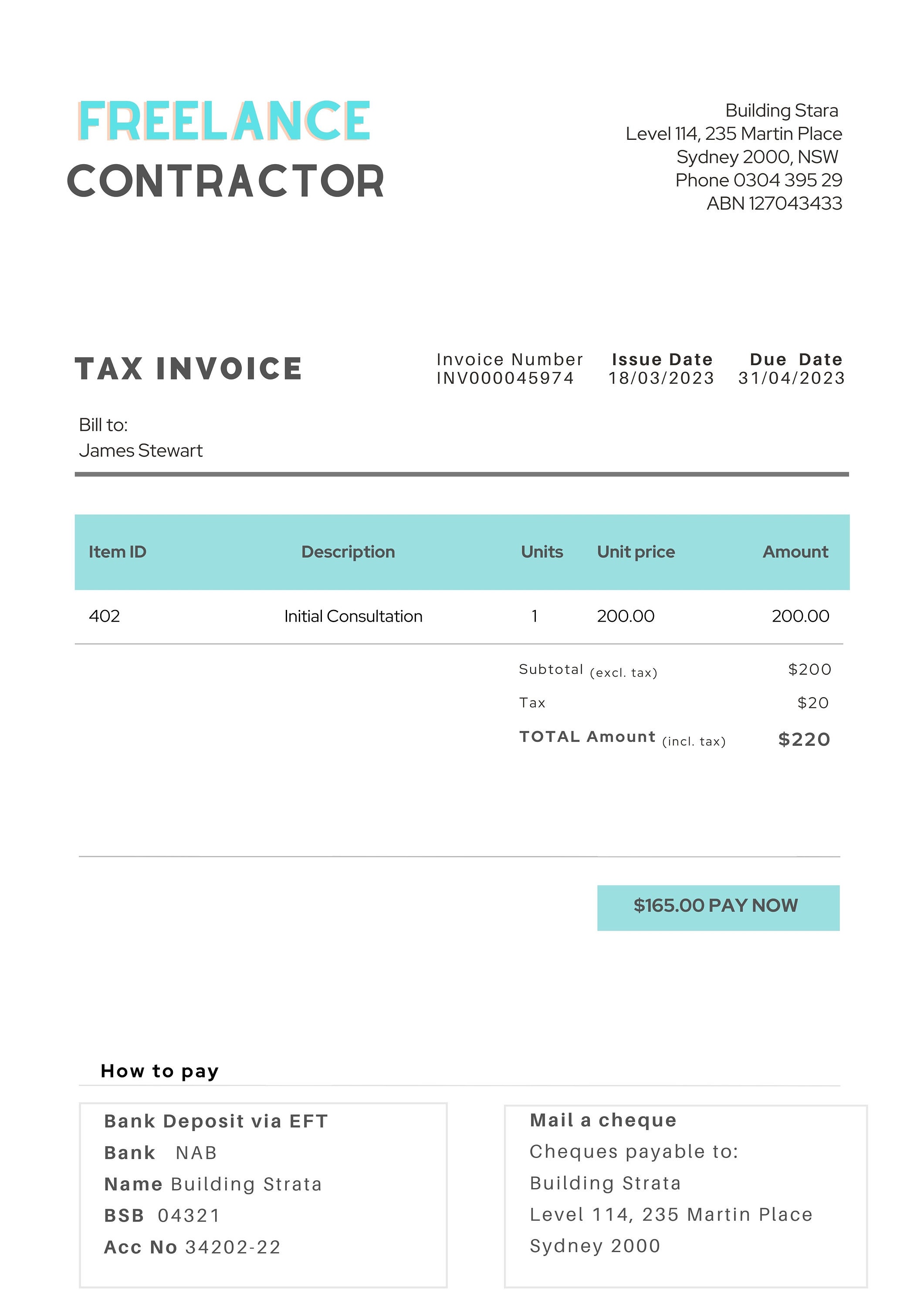 Contractor Invoice Template Download, Invoice Template, Canva Editable ...
