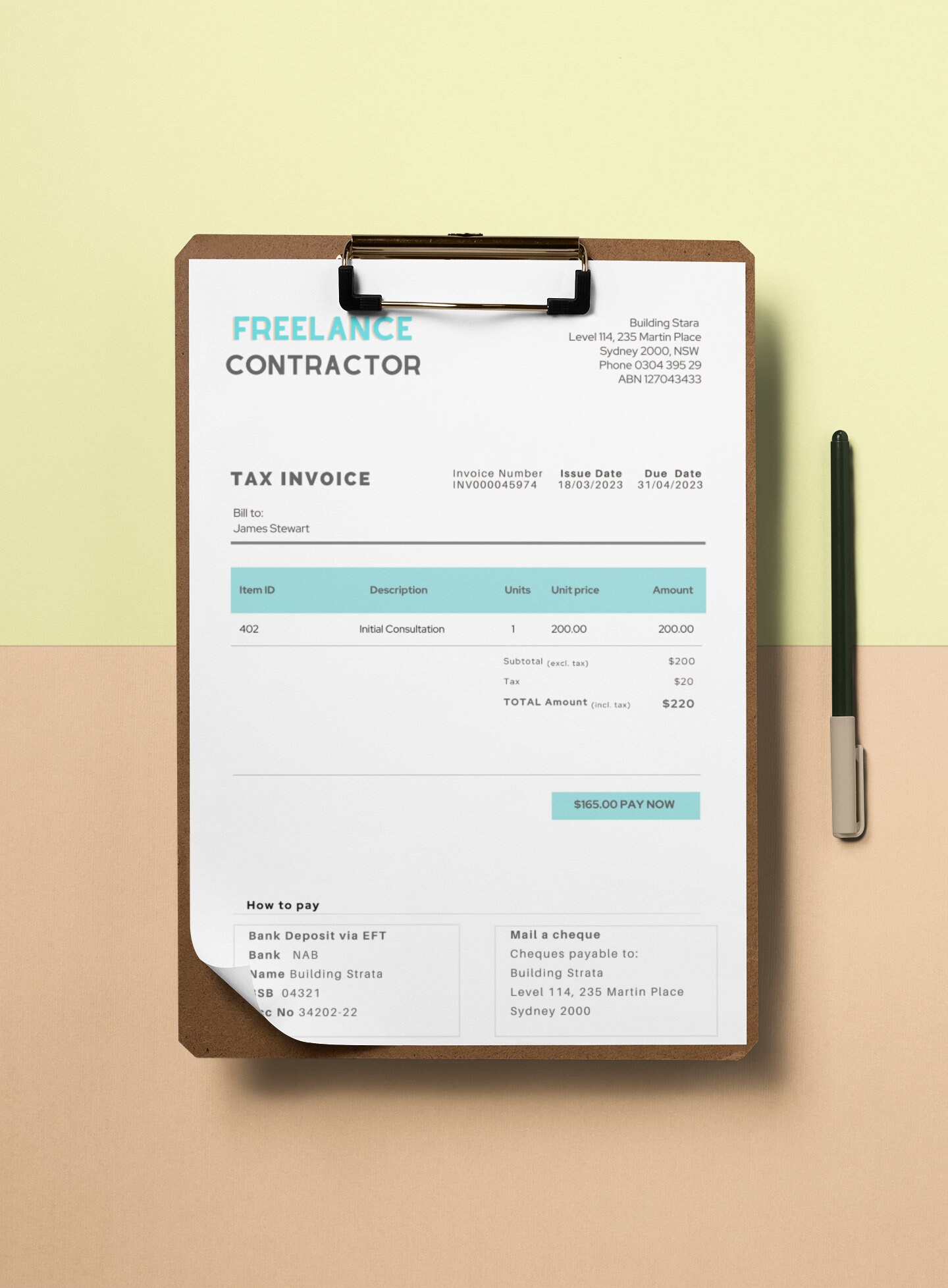 Contractor Invoice Template Download, Invoice Template, Canva Editable ...