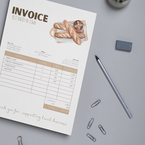 Bakery Invoice Template, Canva Editable Invoice Template, Digital ...