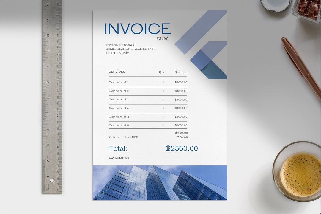 Real Estate Invoice Template, Construction Invoice Template, Canva ...