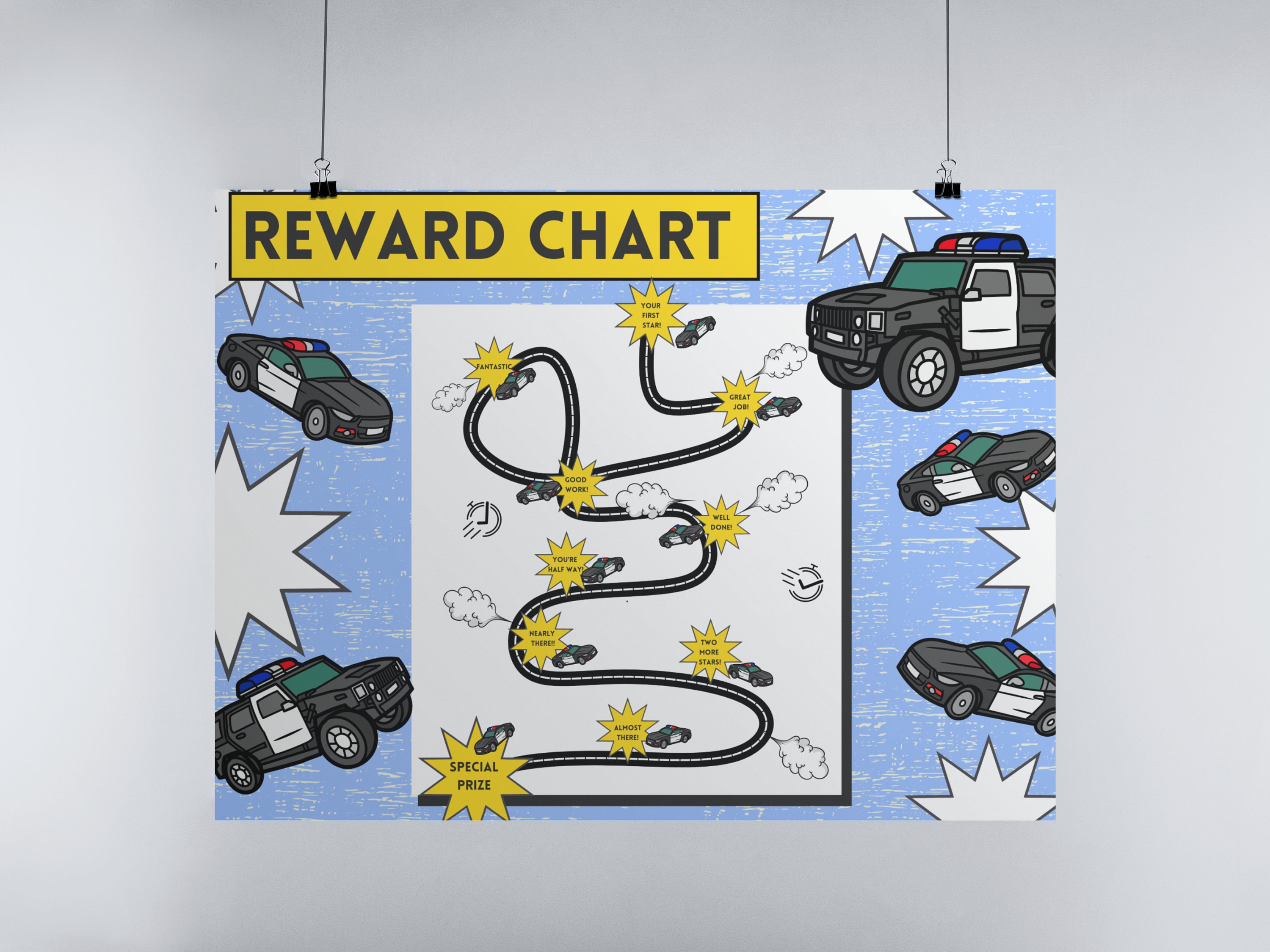 Police Car Boys Reward Chart Good Behavior, Reward Chart for Kids ...