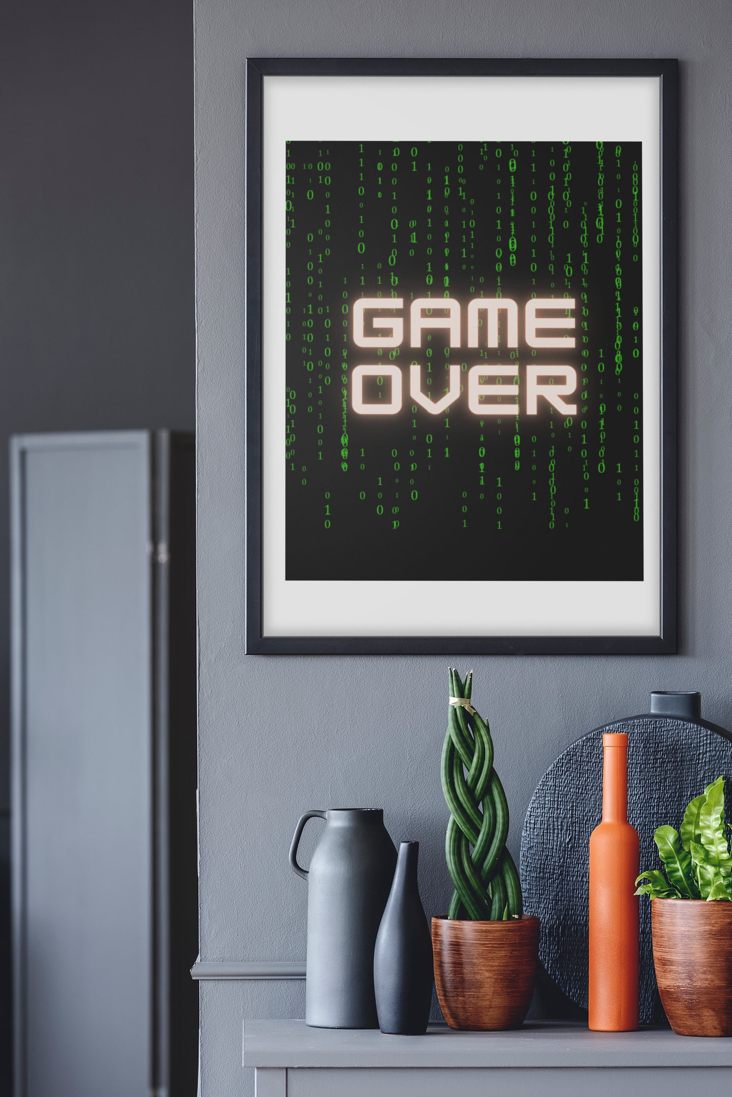 Game Over Matrix Code Poster, Gaming Room Poster, Gaming Digital Print ...