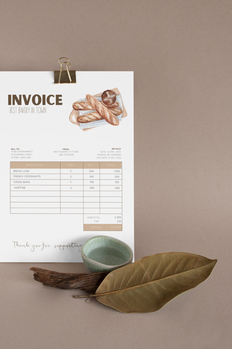Bakery Invoice Template, Canva Editable Invoice Template, Digital ...