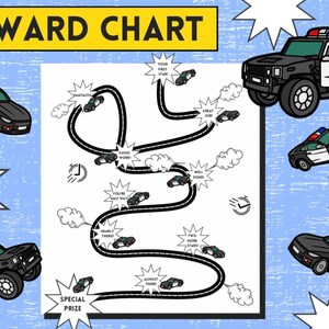 Police Car Boys Reward Chart Good Behavior, Reward Chart for Kids ...