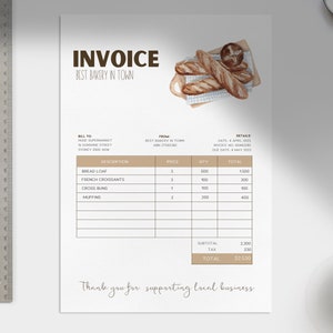 Bakery Invoice Template, Canva Editable Invoice Template, Digital ...