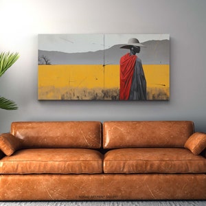 African Visions No 7 Canvas Wall Art Print Red Yellow Grey Abstract ...
