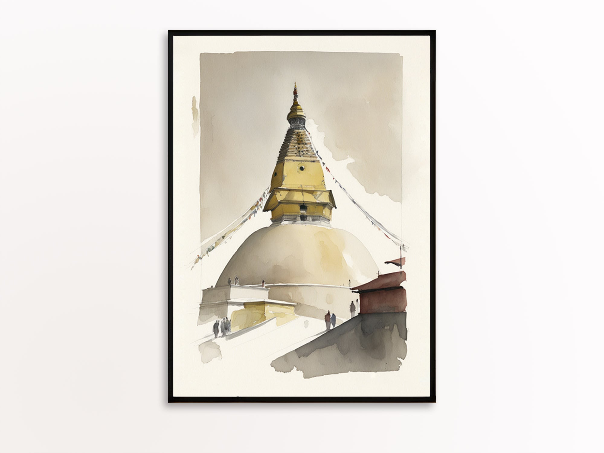Stupa Watercolor Art Print, Nepal Wall Art, Nepal Travel Landscape ...