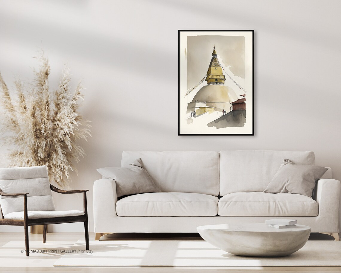 Stupa Watercolor Art Print Nepal Wall Art Nepal Travel - Etsy