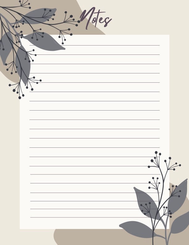 Notes A4 Printable Page, Lined Digital Planner, Instant Download, Fun ...