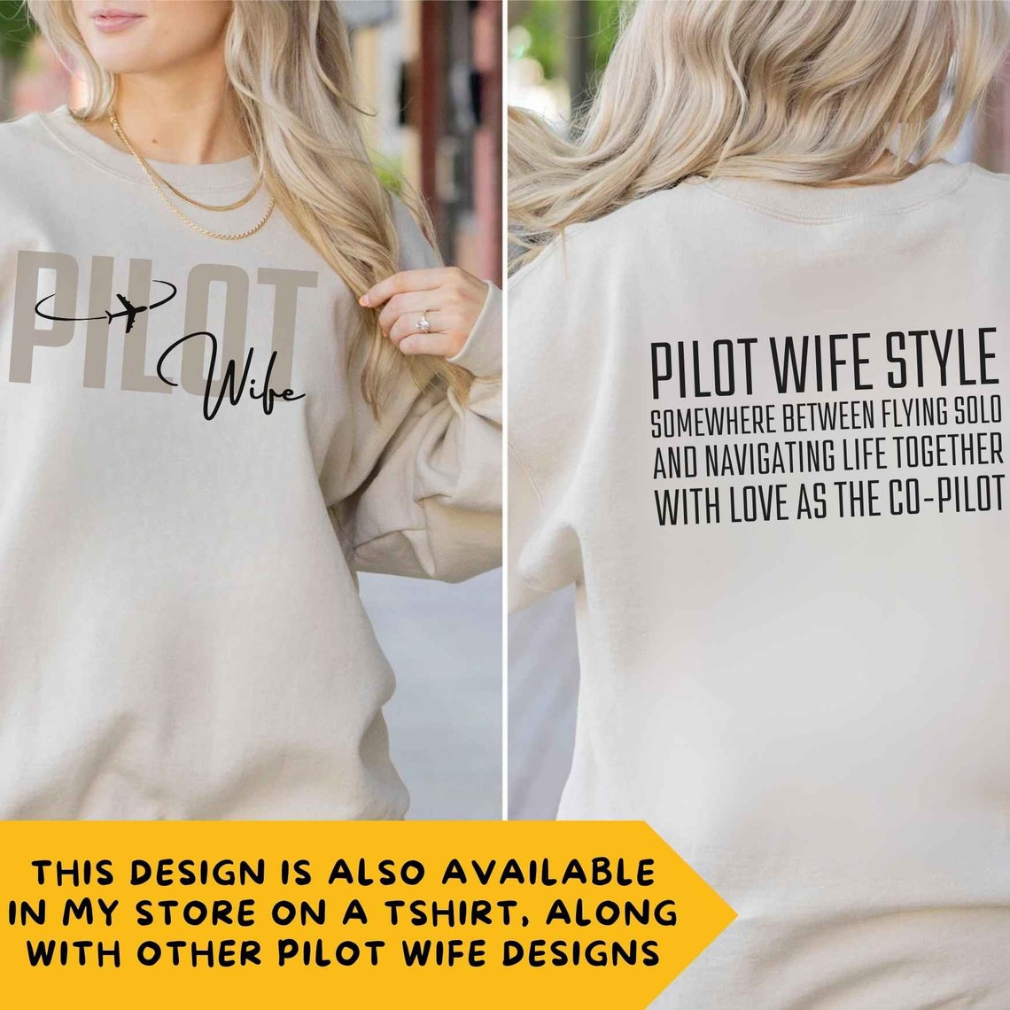 Pilot Wife Sweatshirt for Pilot Wife Pilot Fiancee Girlfriend Shirt ...