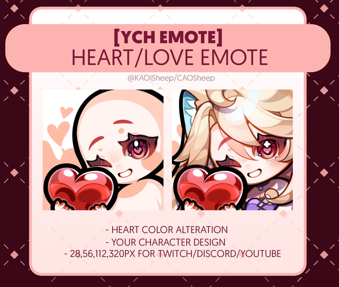 Heart/love YCH Emote Custom YCH EMOTE for Twitch/discord/youtube Custom ...
