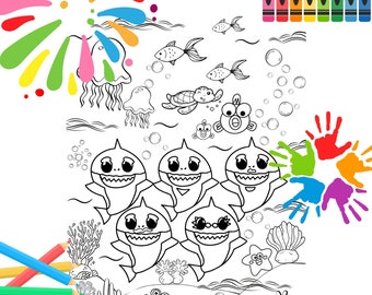 Baby Shark Pdf Printable Coloring Page - Etsy UK