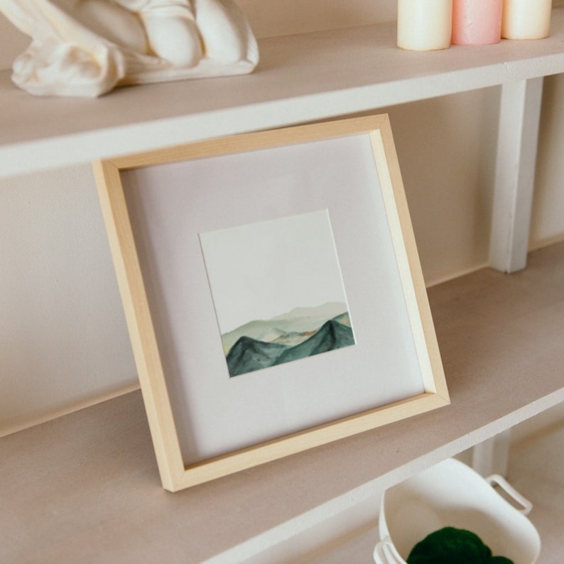 Watercolor Mountains Themed Printable Wall Art Set of 2/ Abstract Green ...