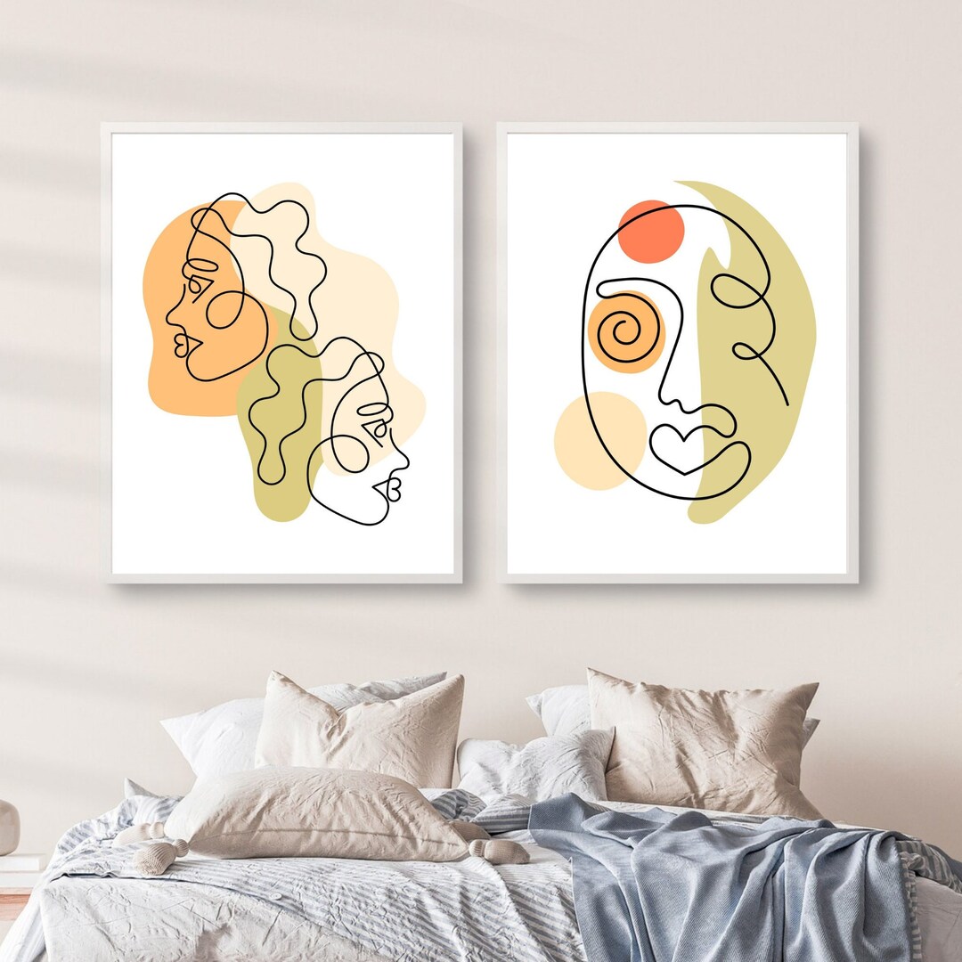 Abstract Line Art Themed Design Printable Wall Art Set of 2/ Digital ...