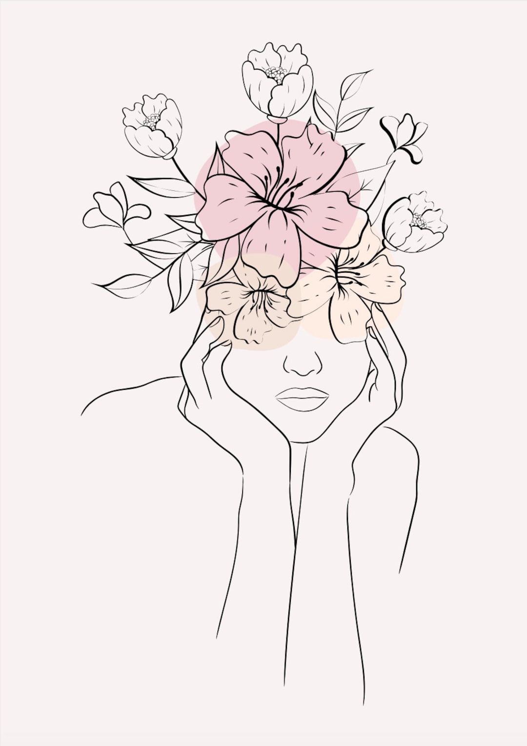 Flower and Woman Line Art Wall Art Digital Download - Etsy