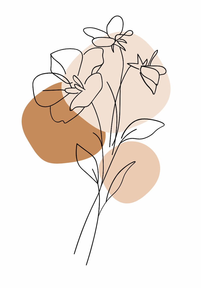 Neutral Flowers Line Art | Wall Art | Digital Download - Etsy