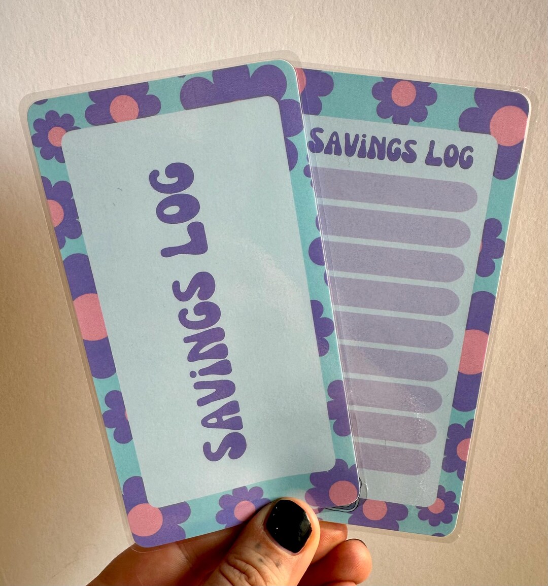 Retro Style Savings Log Cover and List With Blue, Purple and Pink ...